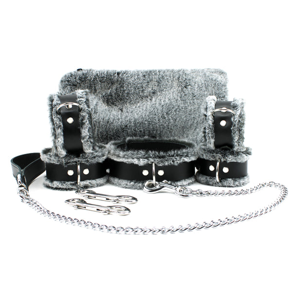 IVO Set 7-Piece Wrist Ankle Cuffs Chain Lead Collar Chic Genuine ...